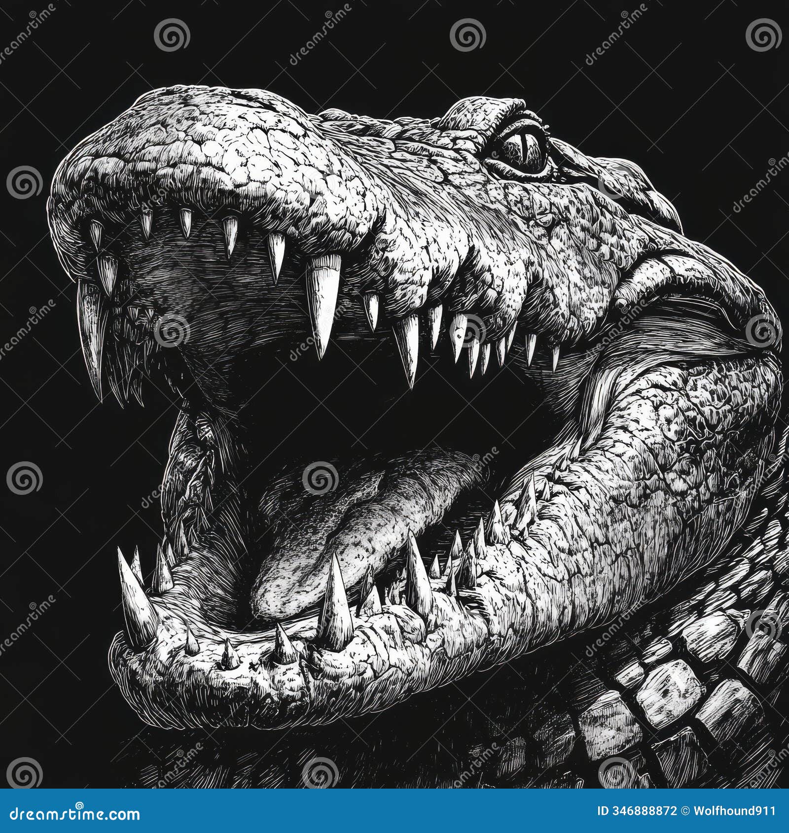 Fierce Crocodile Head Growling, Sharp Teeth Exposed in a Deadly Snarl ...