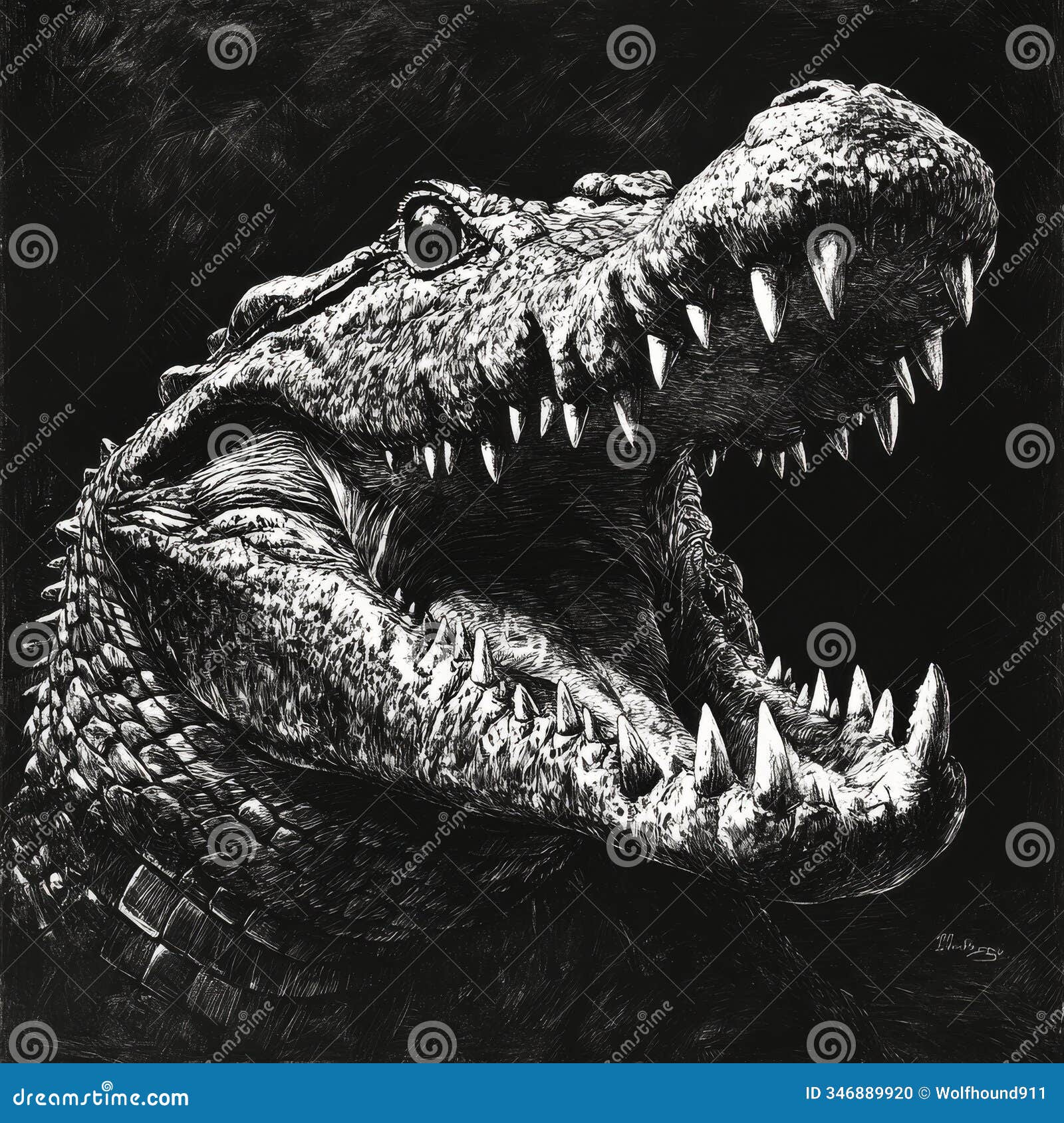Fierce Crocodile Head Growling, Sharp Teeth Exposed in a Deadly Snarl ...