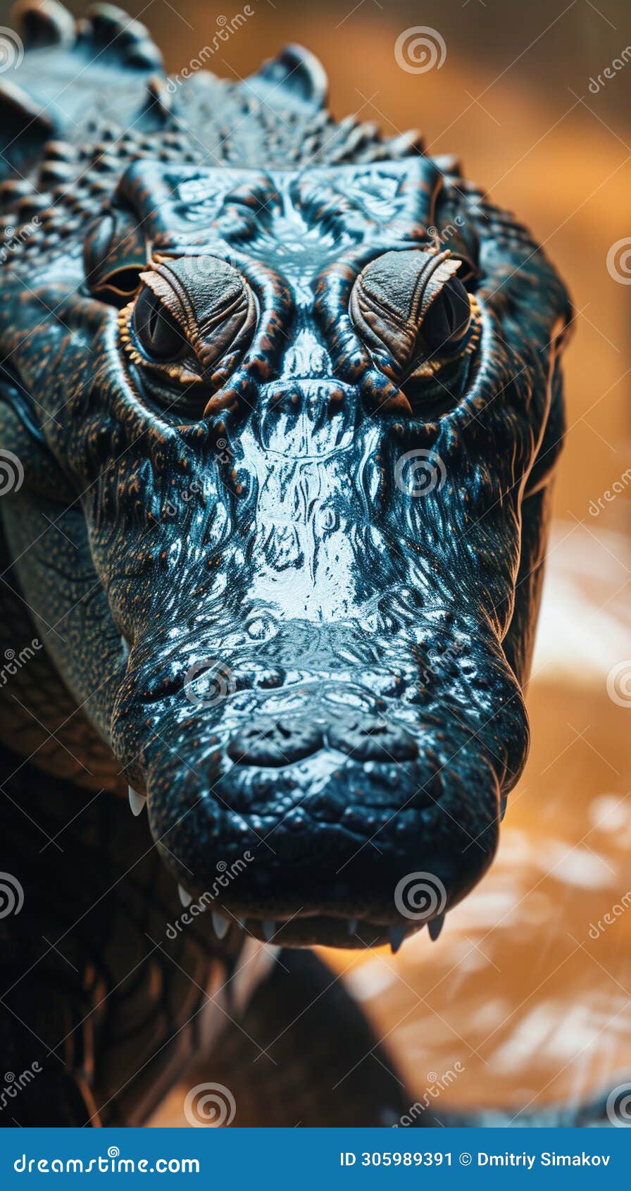 A Fierce Crocodile Staring at the Camera with Intense Powerful Stock ...