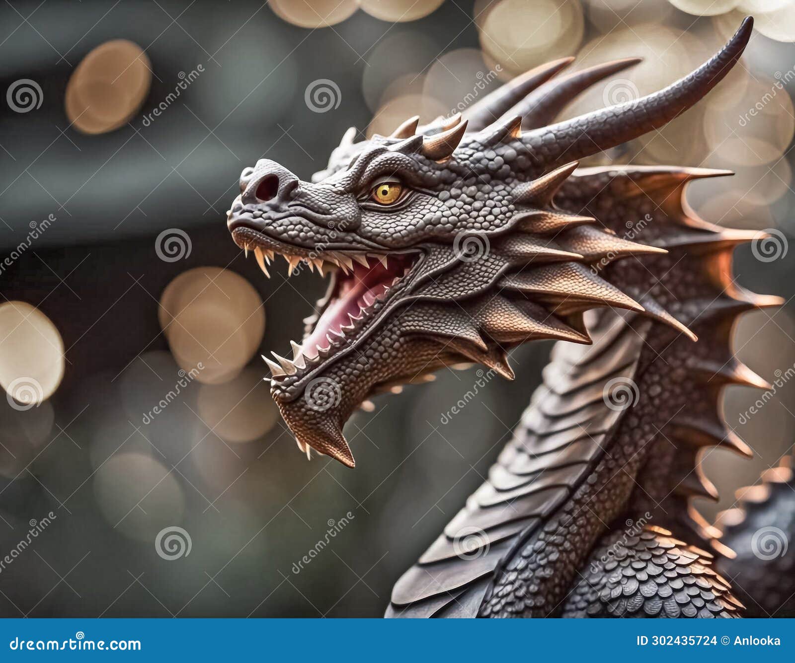 Fierce Dragon Head Close Up Stock Photo - Image of hotheaded, year: 302435724