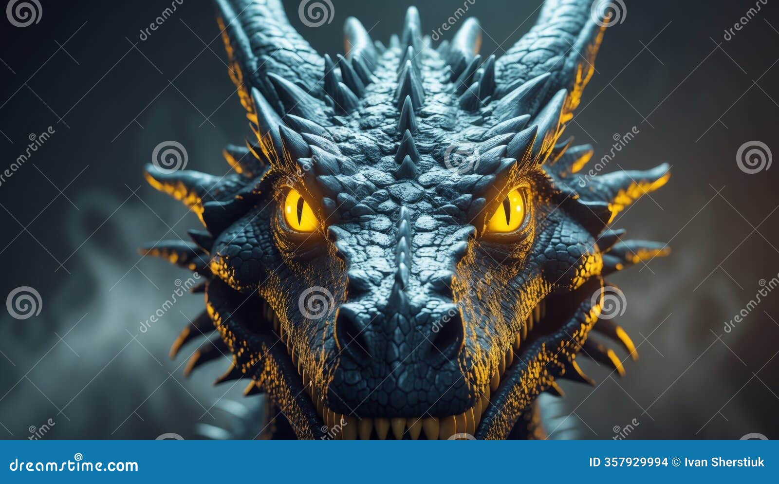 Fierce Dragon Head Glowing Eyes and Open Mouth Stock Photo - Image of ...