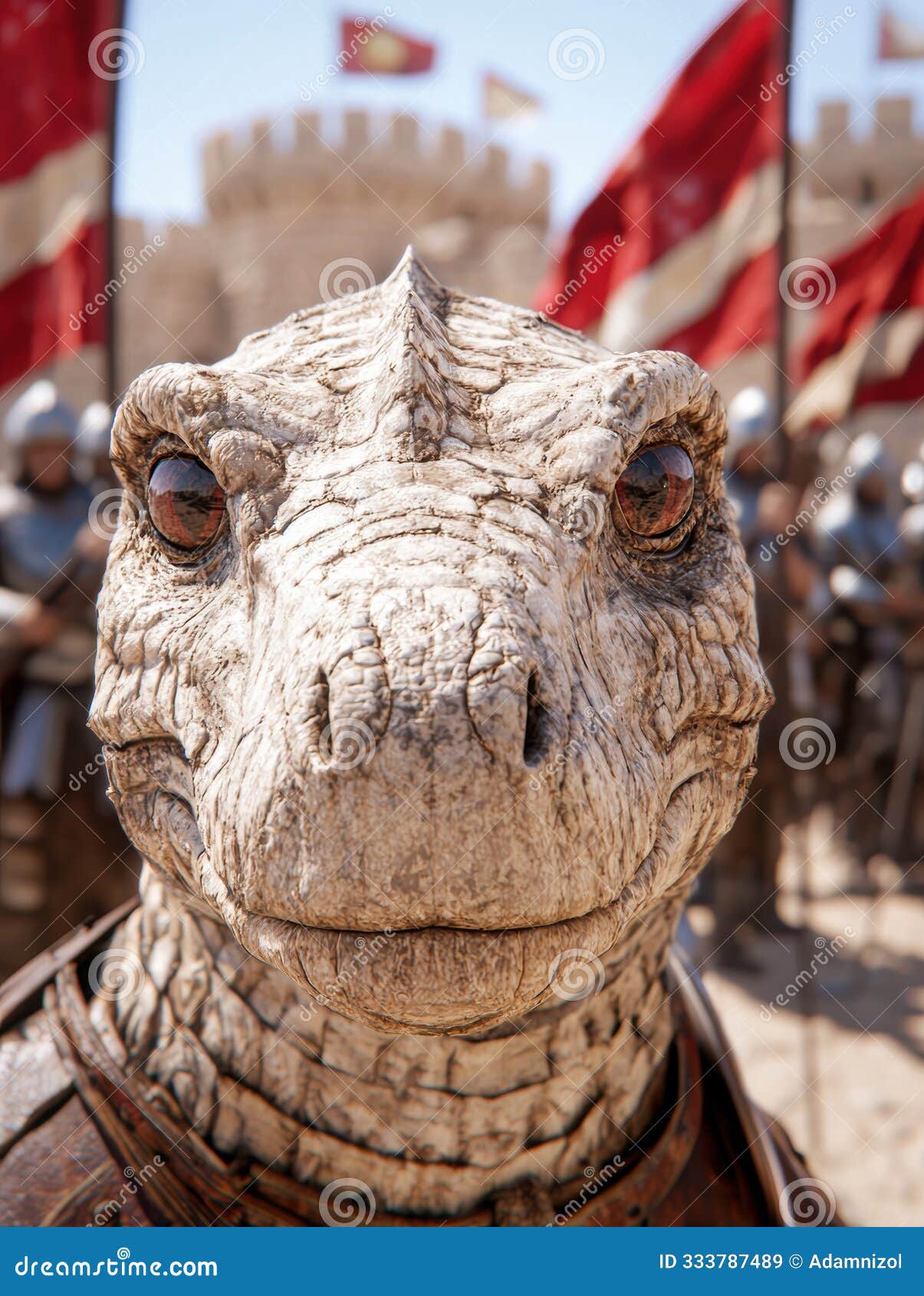 Fierce Dragon Warrior Guarding the Castle Stock Illustration ...