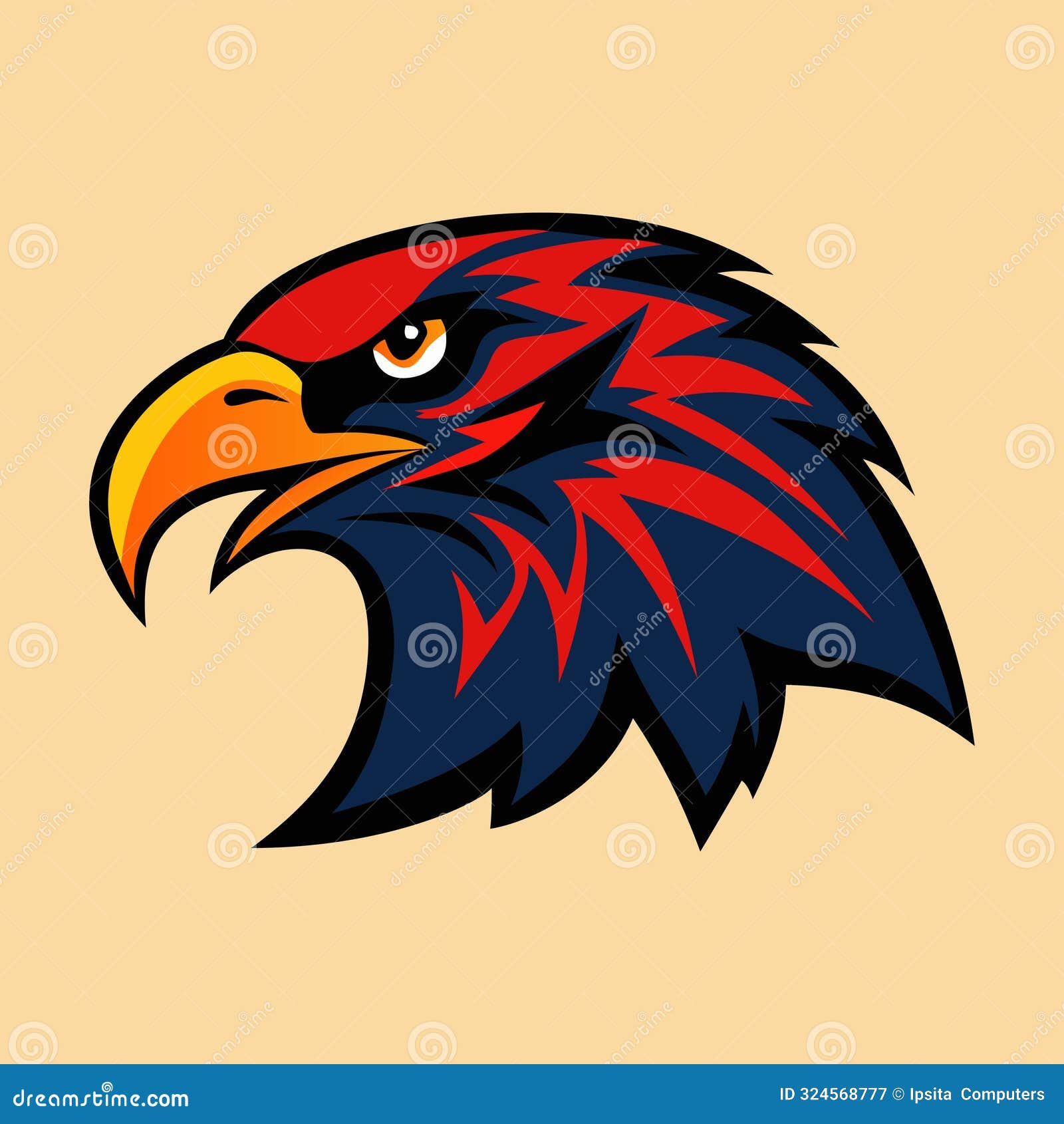 Fierce Eagle Head Vector Illustration. Stock Illustration ...