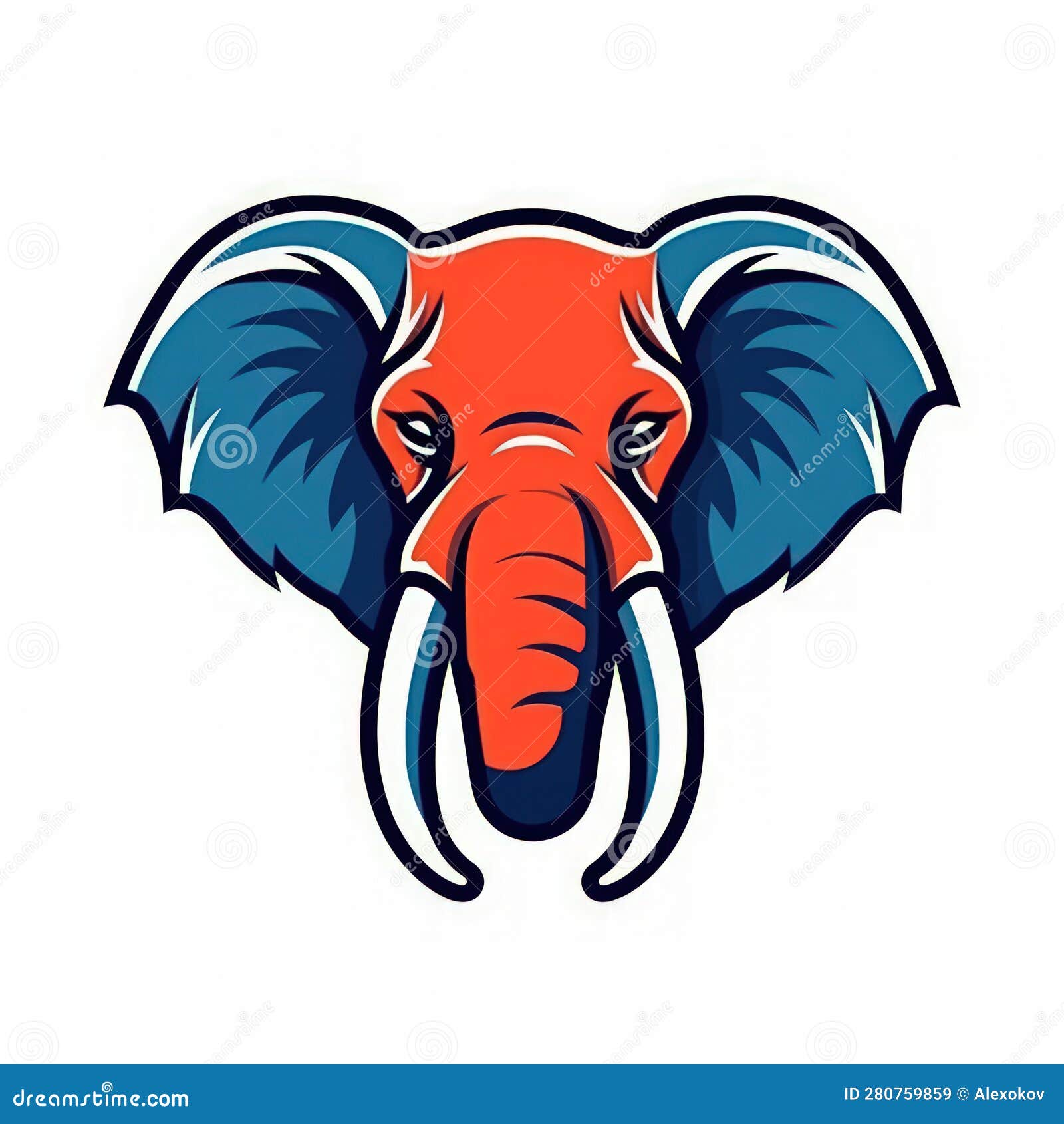 Fierce Elephant Mascot Logo on White Background . Stock Illustration ...