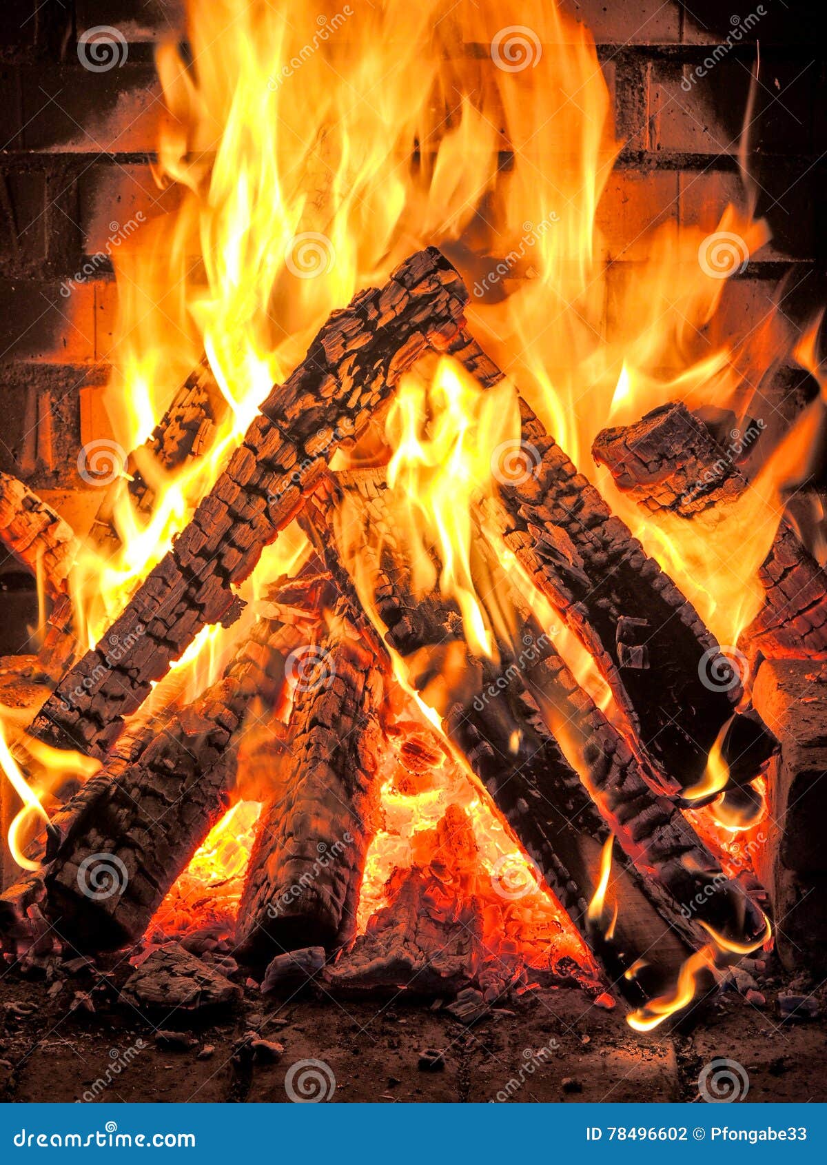 Fierce Fire in the Fire Place Stock Photo - Image of beautiful ...
