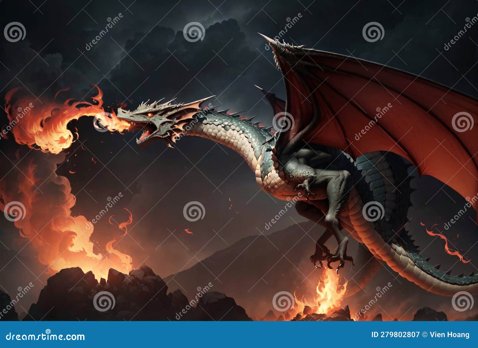 Fierce Flying Dragon: a Fantasy of Fire and Mythical Creatures Stock ...