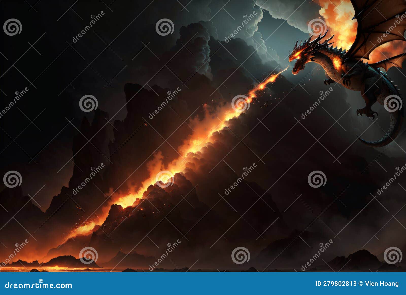 Fierce Flying Dragon: a Fantasy of Fire and Mythical Creatures Stock ...