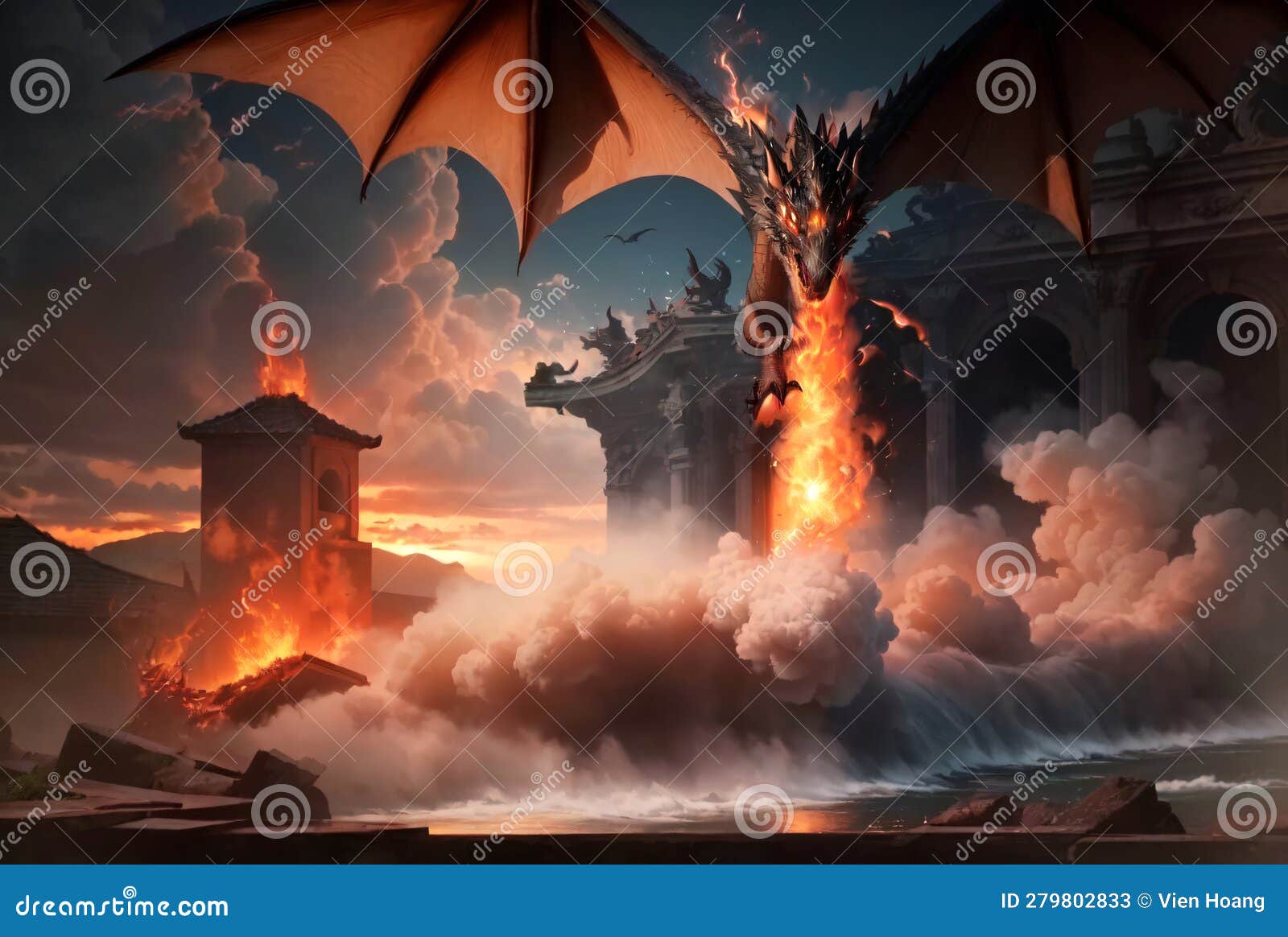 Fierce Flying Dragon: a Fantasy of Fire and Mythical Creatures Stock ...