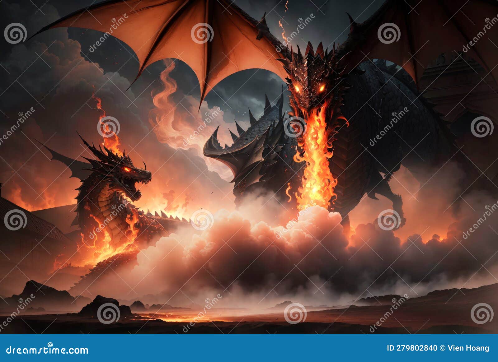 Fierce Flying Dragon: a Fantasy of Fire and Mythical Creatures Stock ...