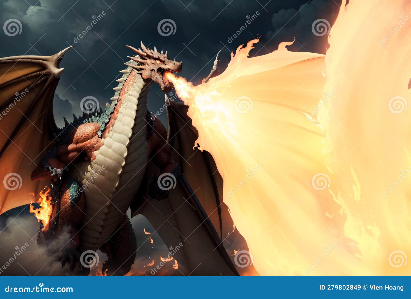 Fierce Flying Dragon: a Fantasy of Fire and Mythical Creatures Stock ...