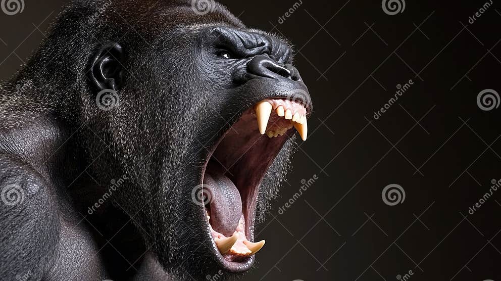 Fierce Gorilla Roaring Aggressively Stock Illustration - Illustration ...