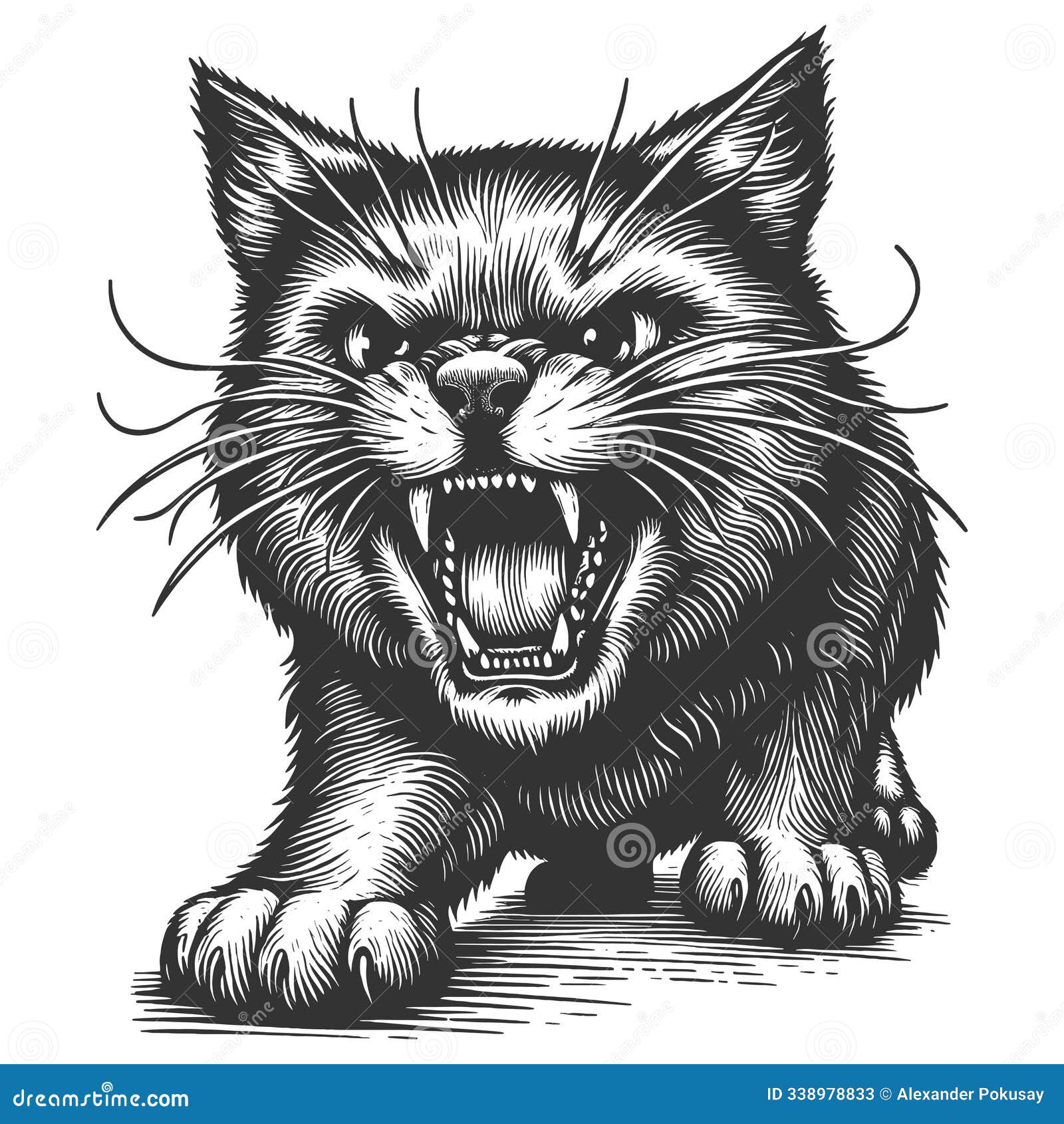 Fierce Growling Cat with Bared Teeth Vector Stock Vector - Illustration ...