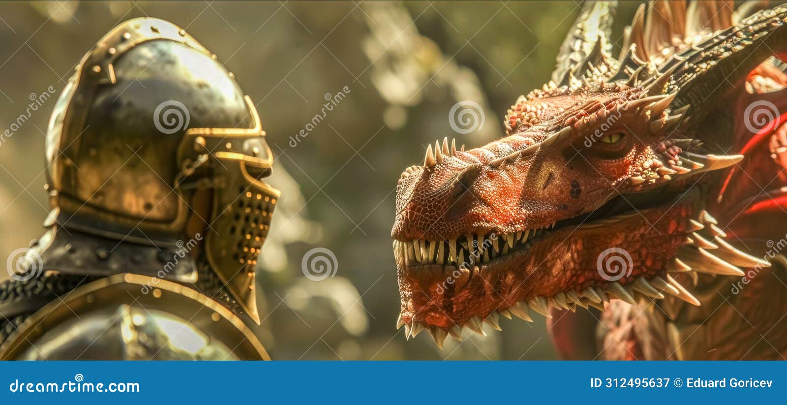 Medieval Knight Facing a Fire Dragon Stock Image - Image of battle ...