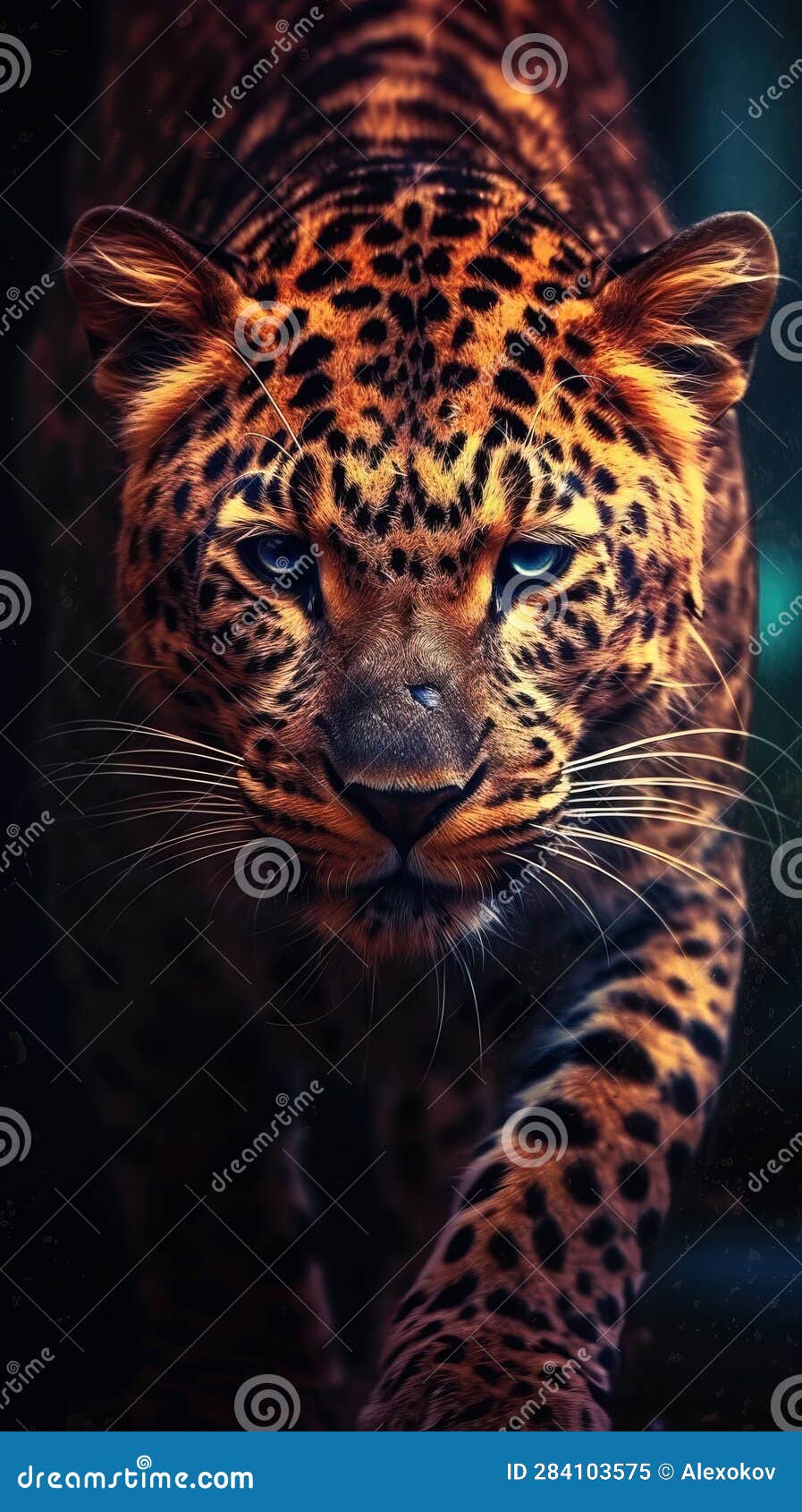 Fierce Leopard in Grungeon Style on Dark Background. Generative AI ...