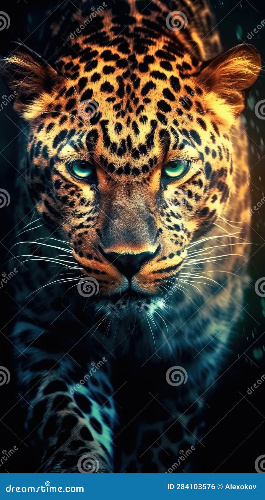 Fierce Leopard in Grungeon Style on Dark Background. Generative AI ...