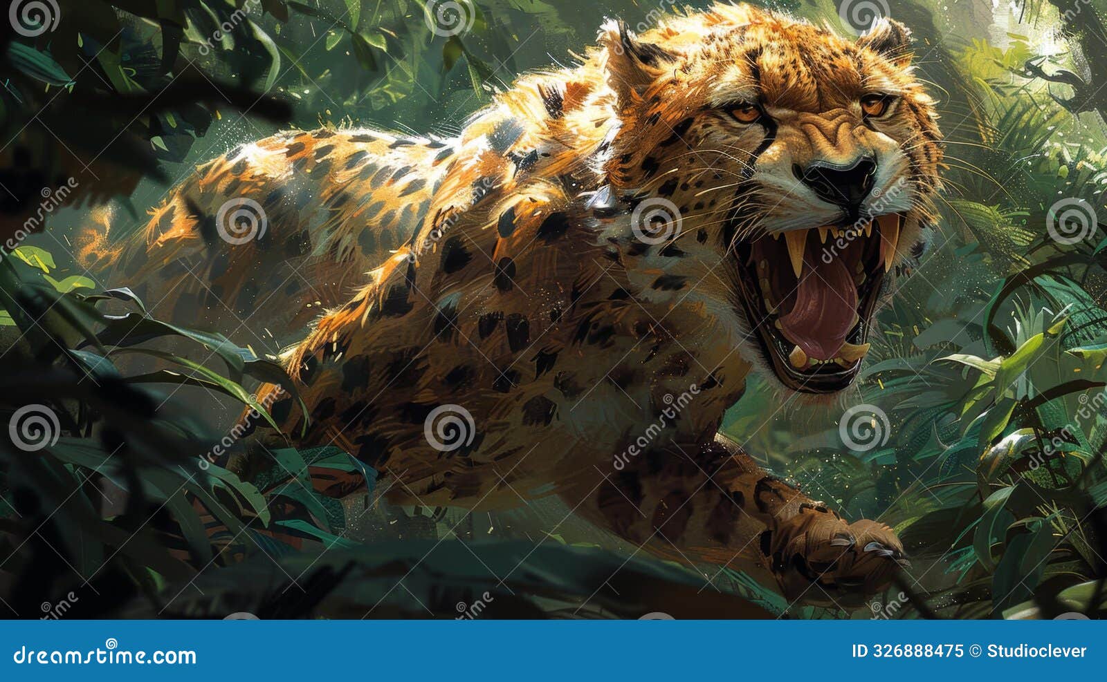 T-Rex Roaring In A Dense Forest, Emphasizing Primal Power Amidst ...