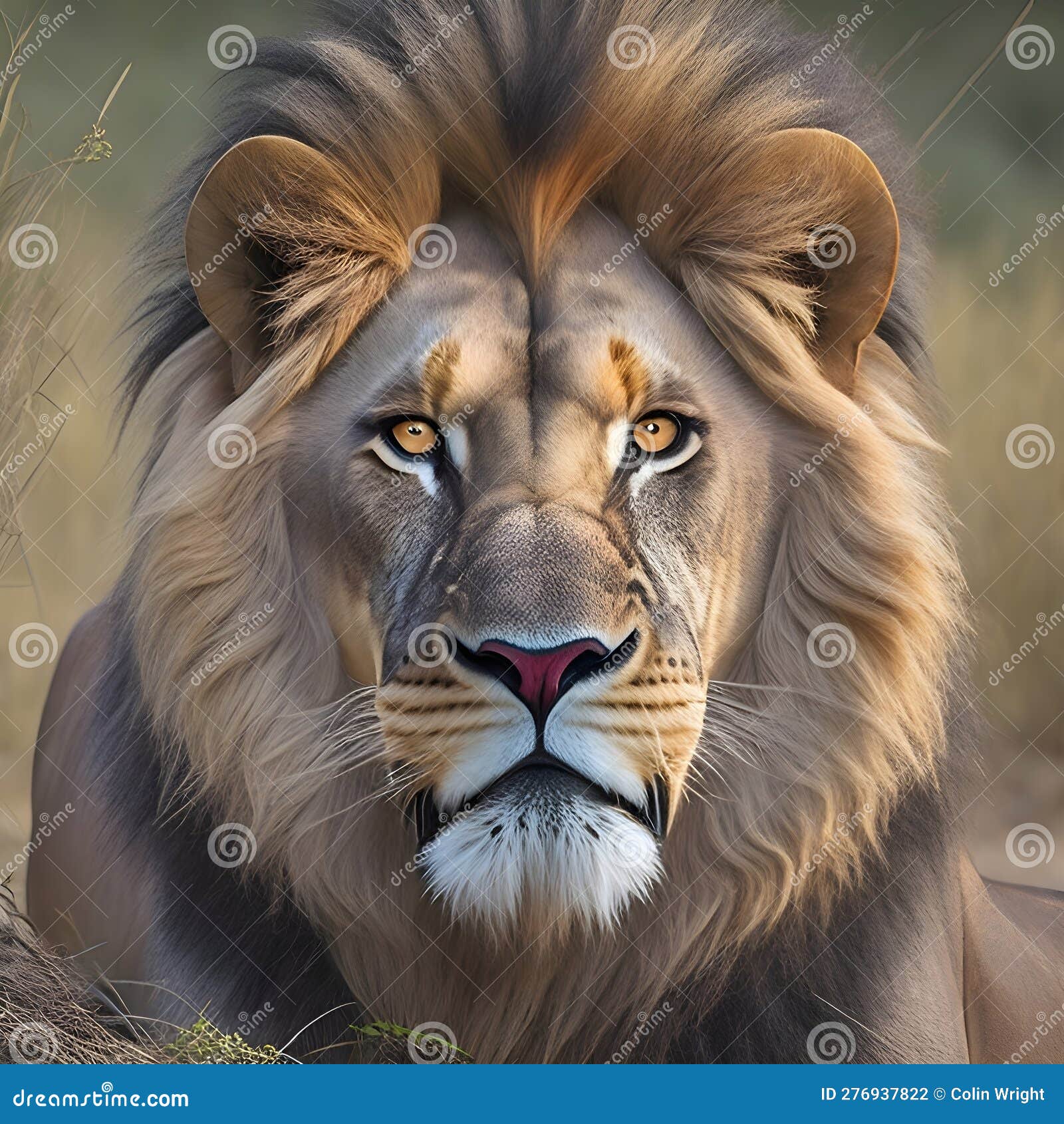 Fierce Lion Staring Straight Stock Photo - Image of leopard, safari ...