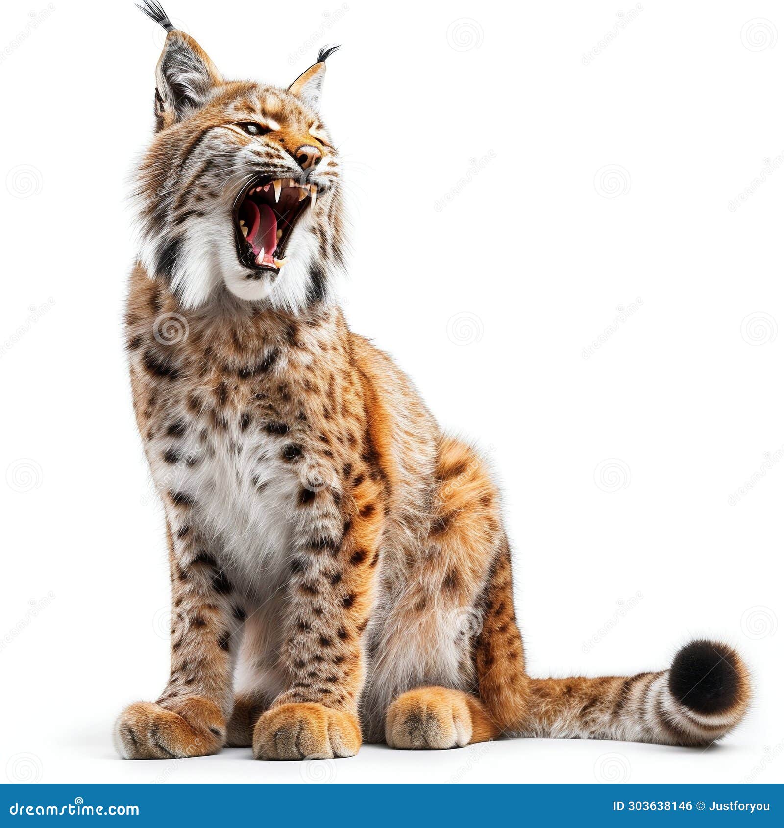 Fierce Lynx Roaring Isolated on White Background. Generative Ai Stock ...