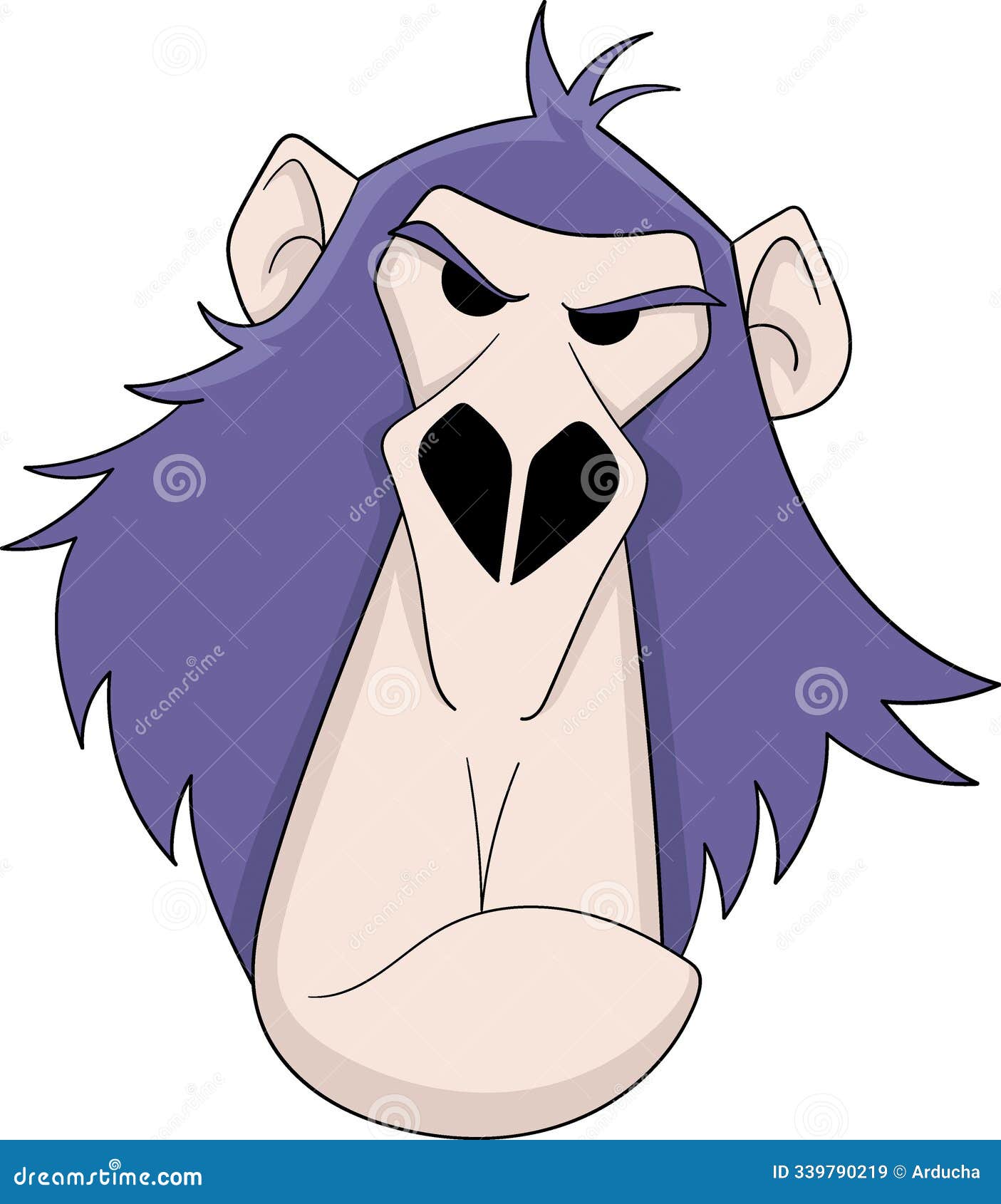 Fierce Male Monkey Face with Intense Expression in Cartoon Style Stock ...