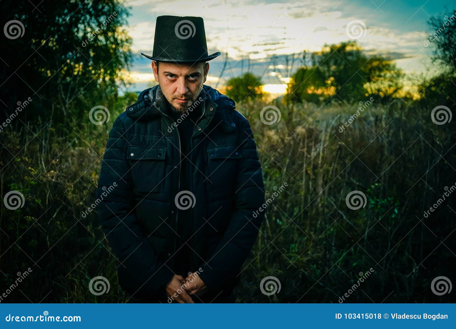 Fierce man outdoor stock photo. Image of portrait, dark - 103415018