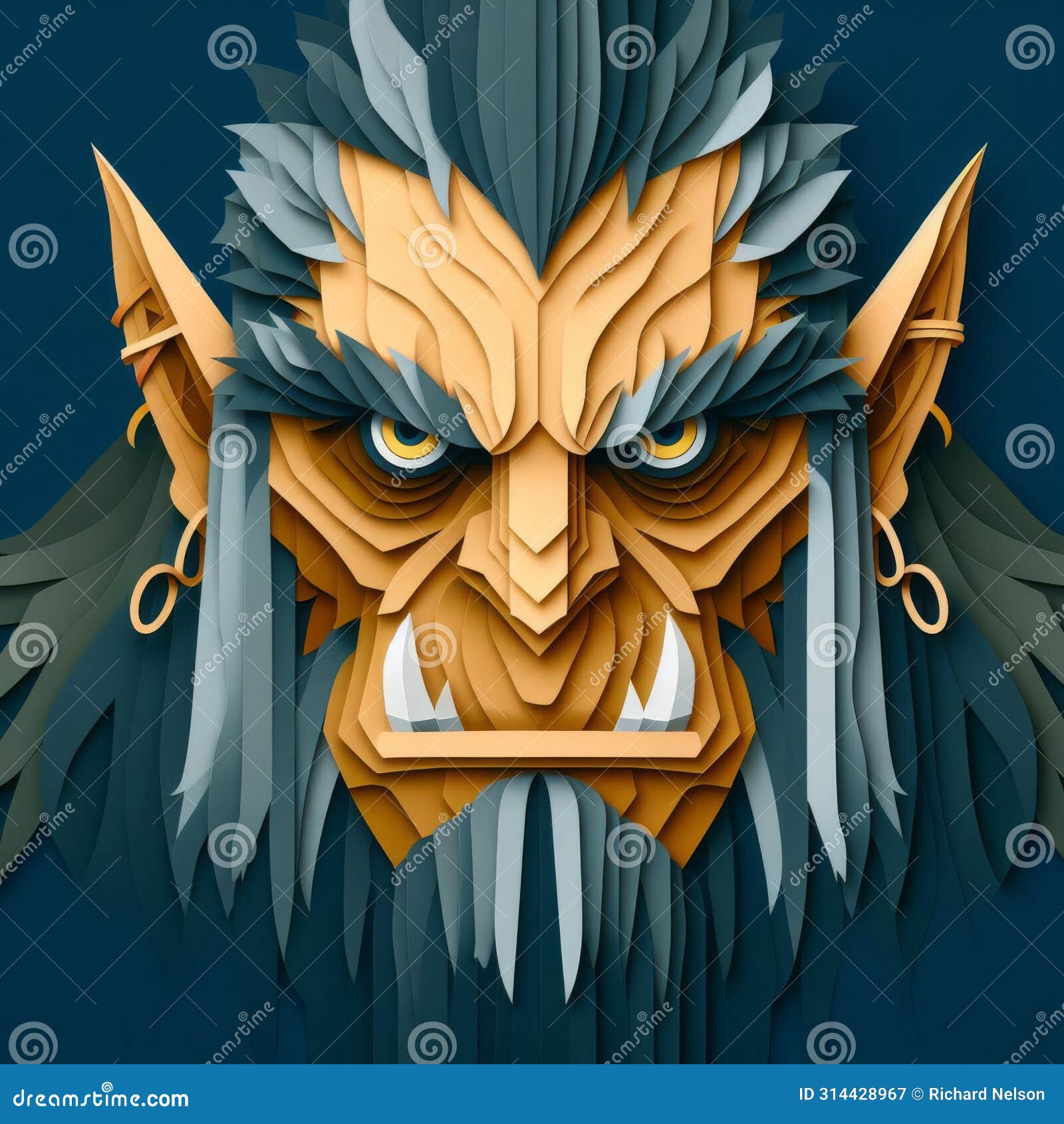 Fierce Mythical Creature with Horns and Feathers in Dramatic 3D ...