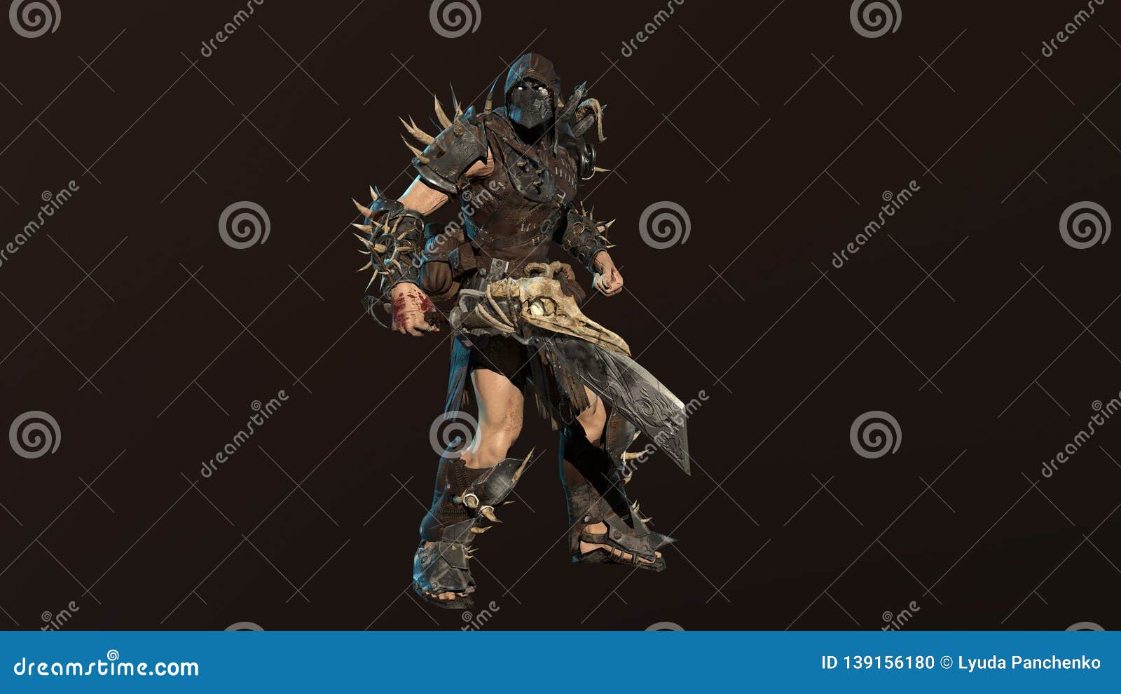 Fierce Orc Fighter 3d Render Stock Illustration - Illustration of sword ...
