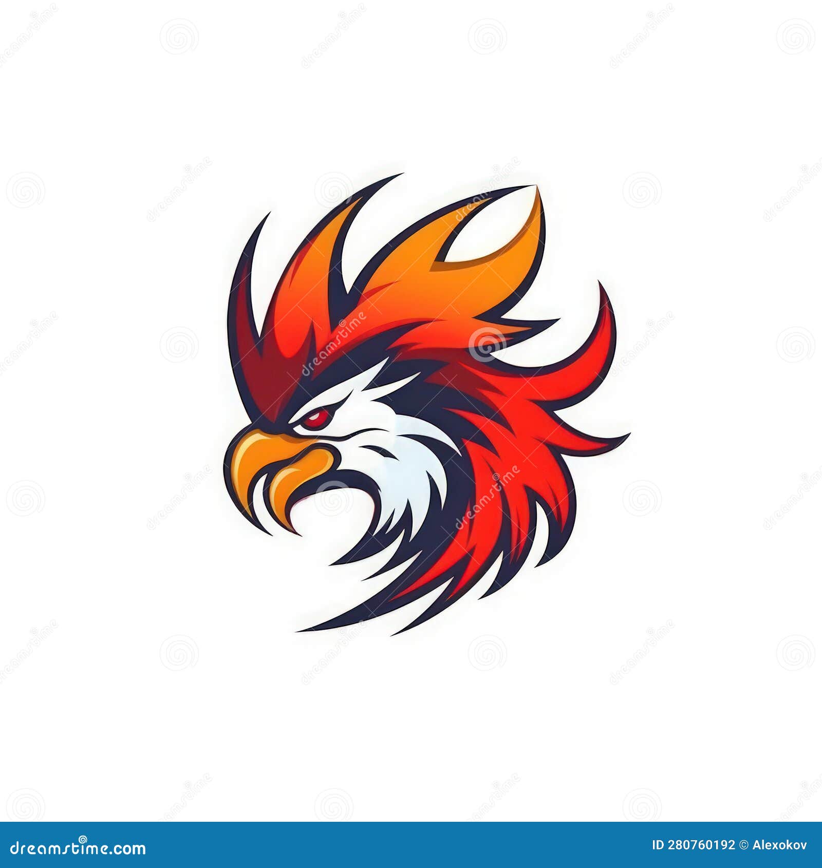 Fierce Phoenix Logo on White Background . Stock Illustration ...