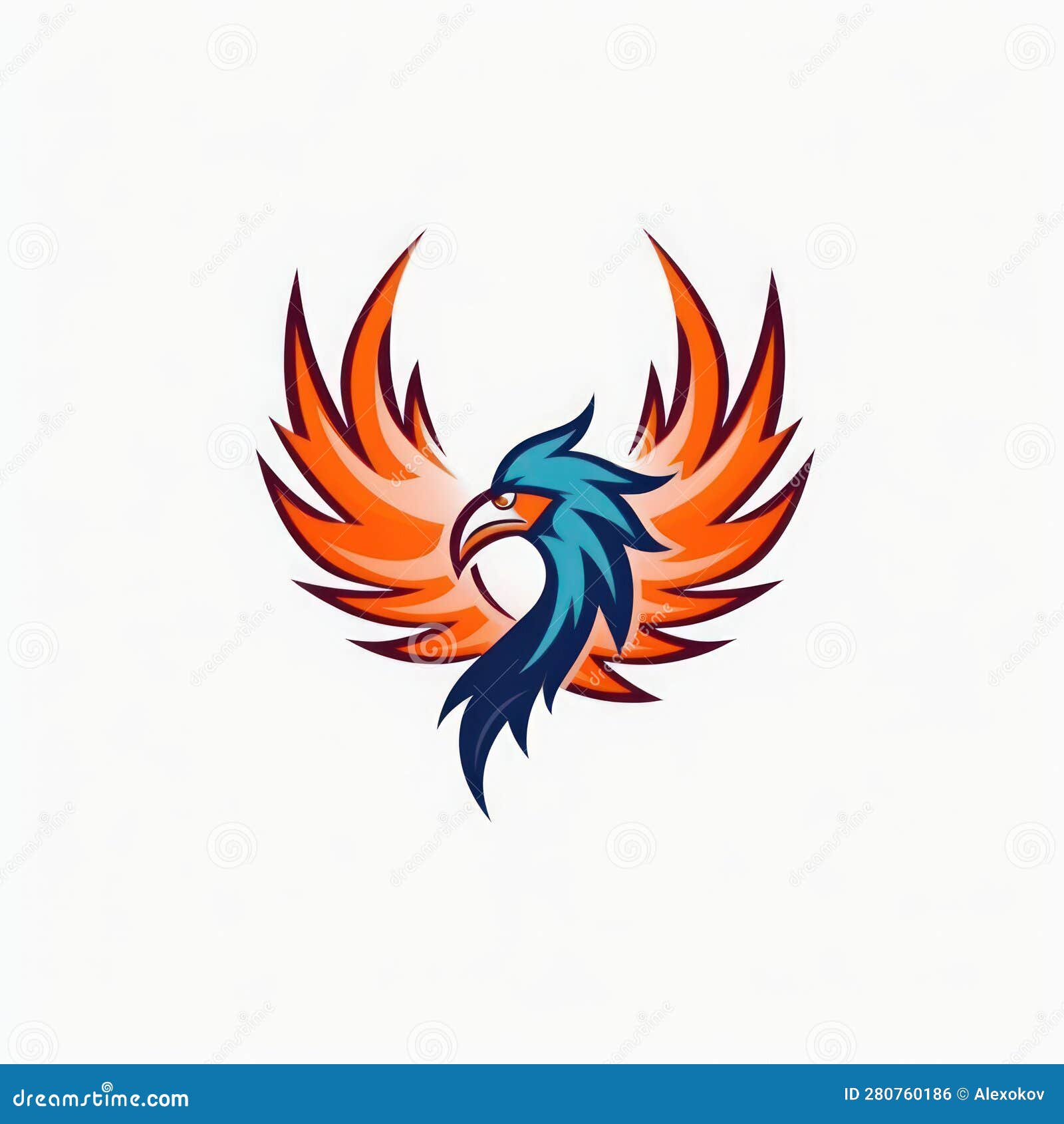 Fierce Phoenix Logo on White Background . Stock Illustration ...