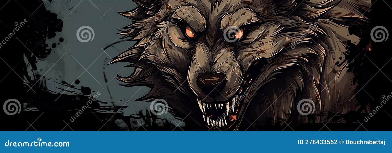 Fierce and Powerful Wolf Banner, Generative AI Stock Illustration ...