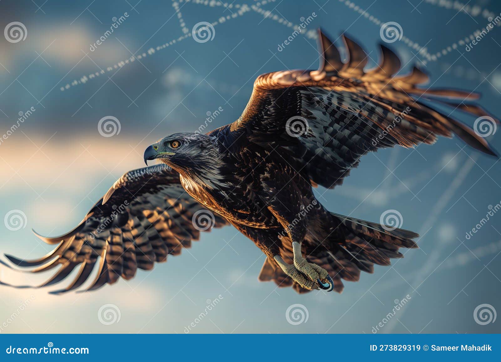 A Fierce and Predatory Hawk Soaring through the Sky Generative AI Stock ...
