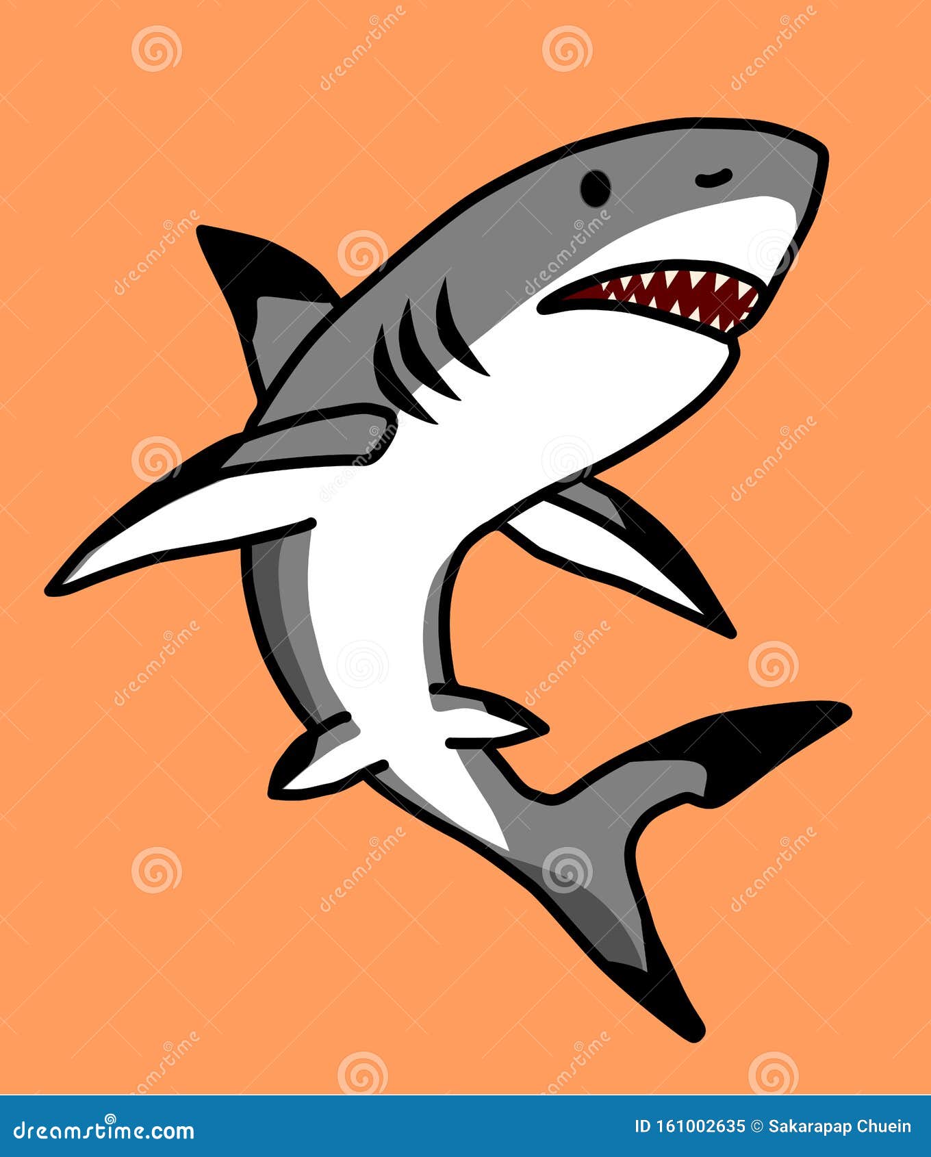 A Fierce Shark on an Orange Background. Stock Vector - Illustration of ...