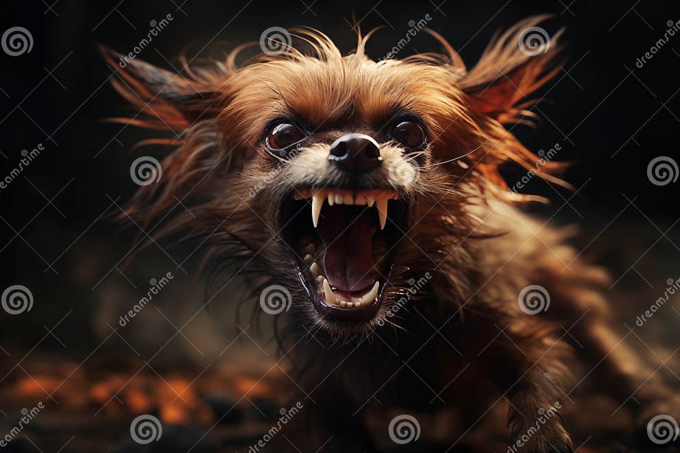 Fierce Small Dog, Aggressive Dog, Generated by AI Stock Illustration ...