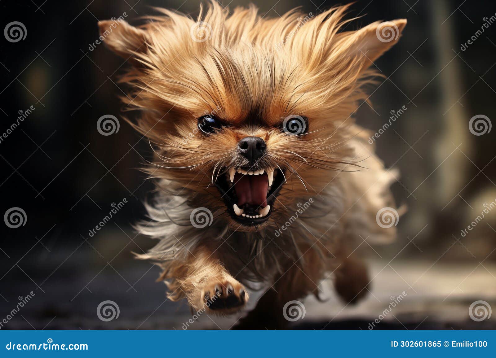 Fierce Small Dog, Aggressive Dog Attack, Generated by AI Stock ...