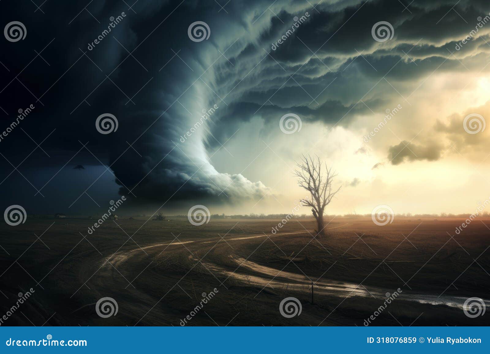 Fierce Storm Tornado Nature. Generate Ai Stock Image - Image of light ...