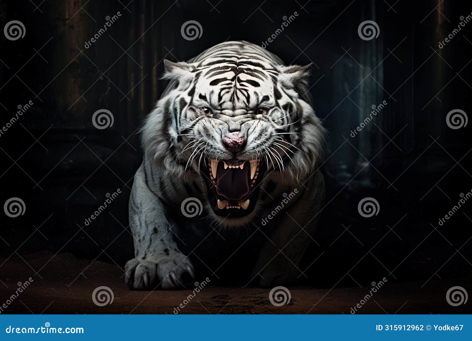 A Fierce and Terrifying Tiger in the Forest. Wildlife Animals Stock ...