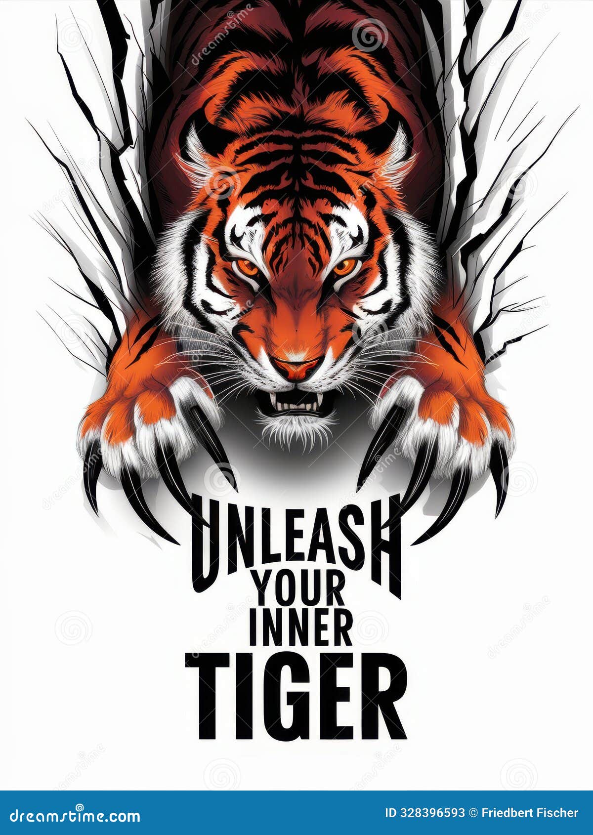 Fierce Tiger Breaking through Wall Art - Unleash Your Inner Strength ...