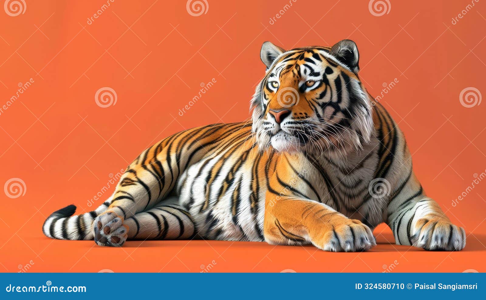 Fierce Tiger Flat Design Side View Jungle Theme 3D Render Stock ...