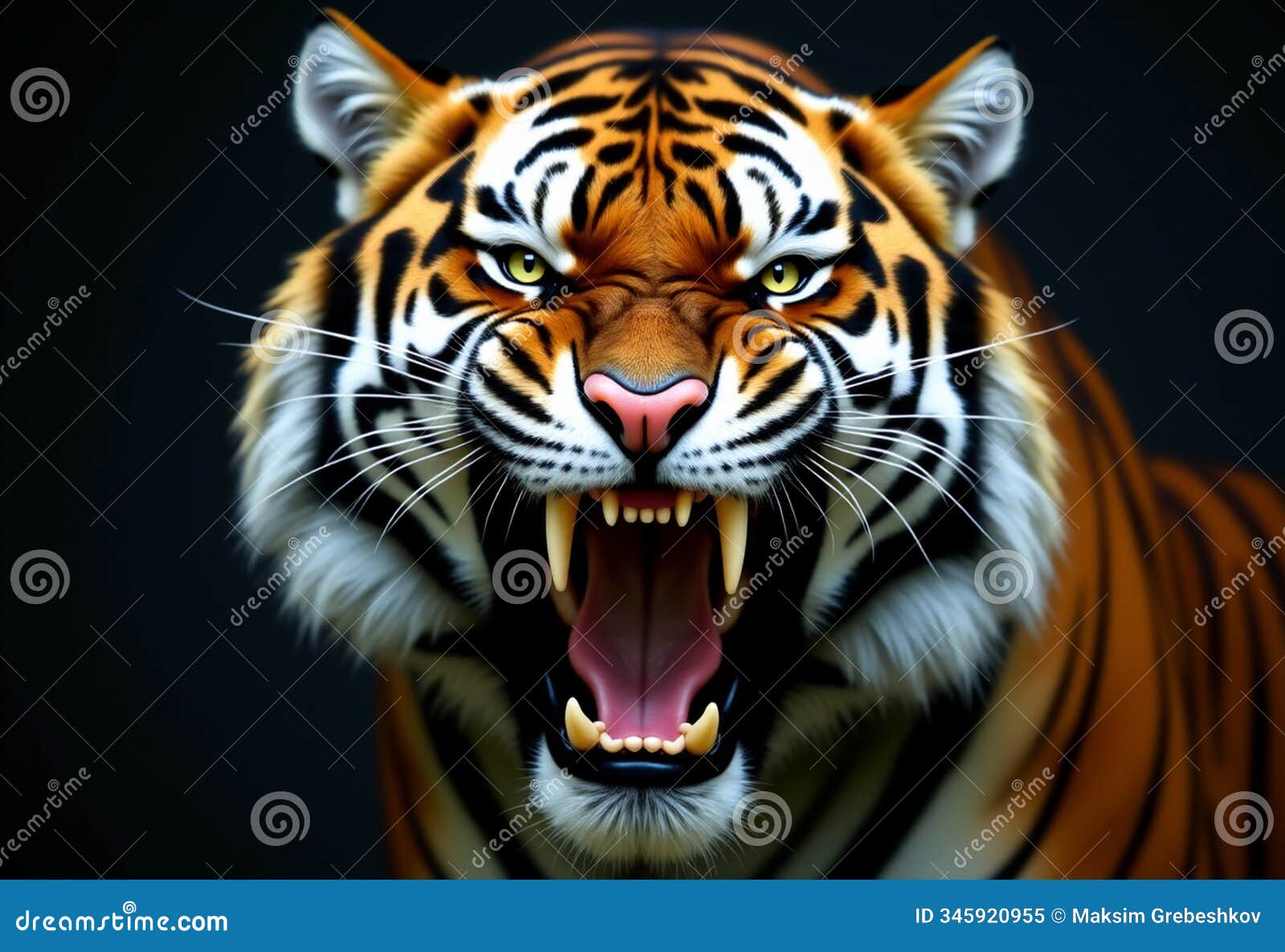 Fierce Tiger Growling with Intense Expression Stock Image - Image of ...