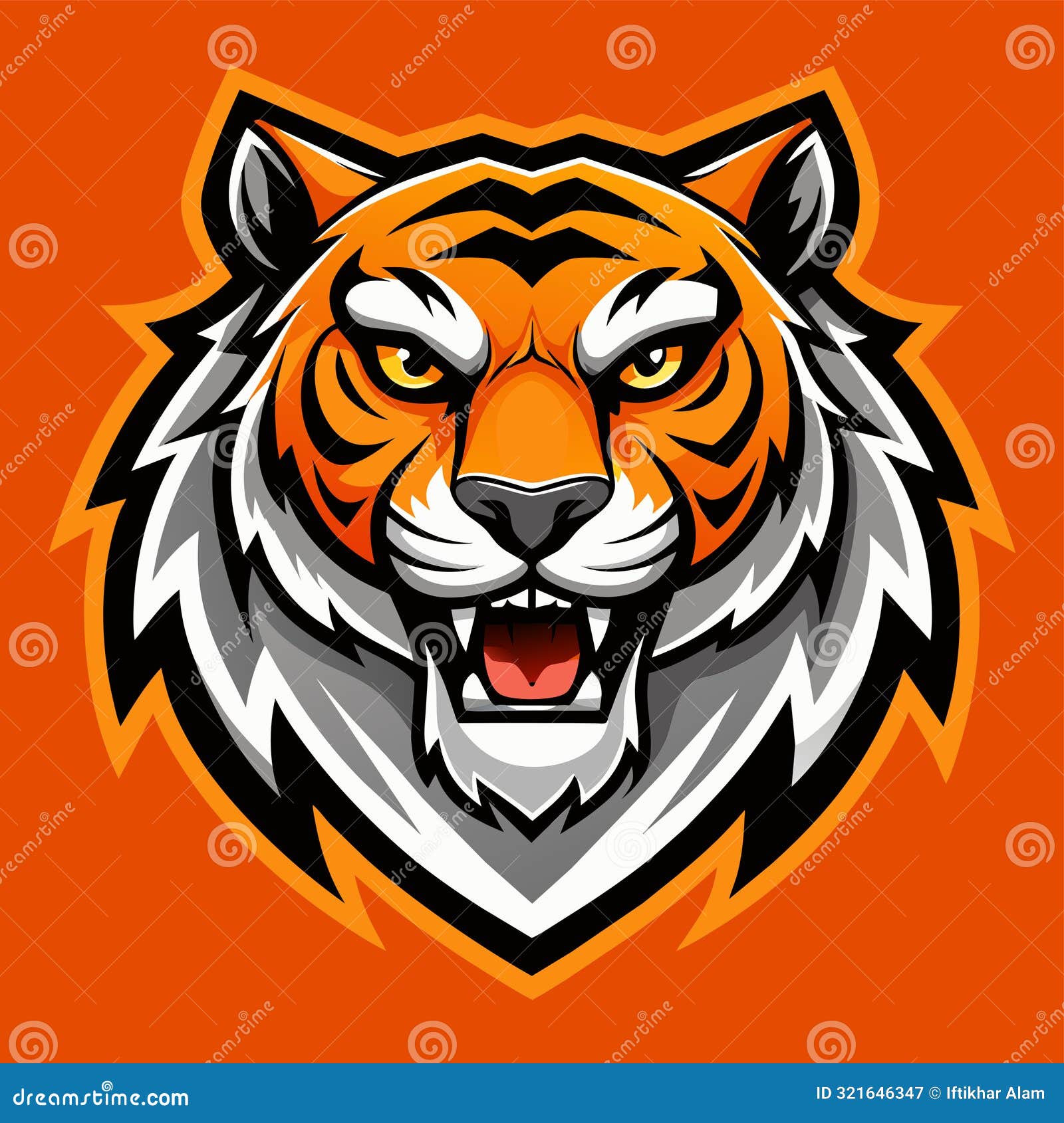 A Fierce Tiger Mascot Head Logo Vector Illustration, Tiger Animal ...