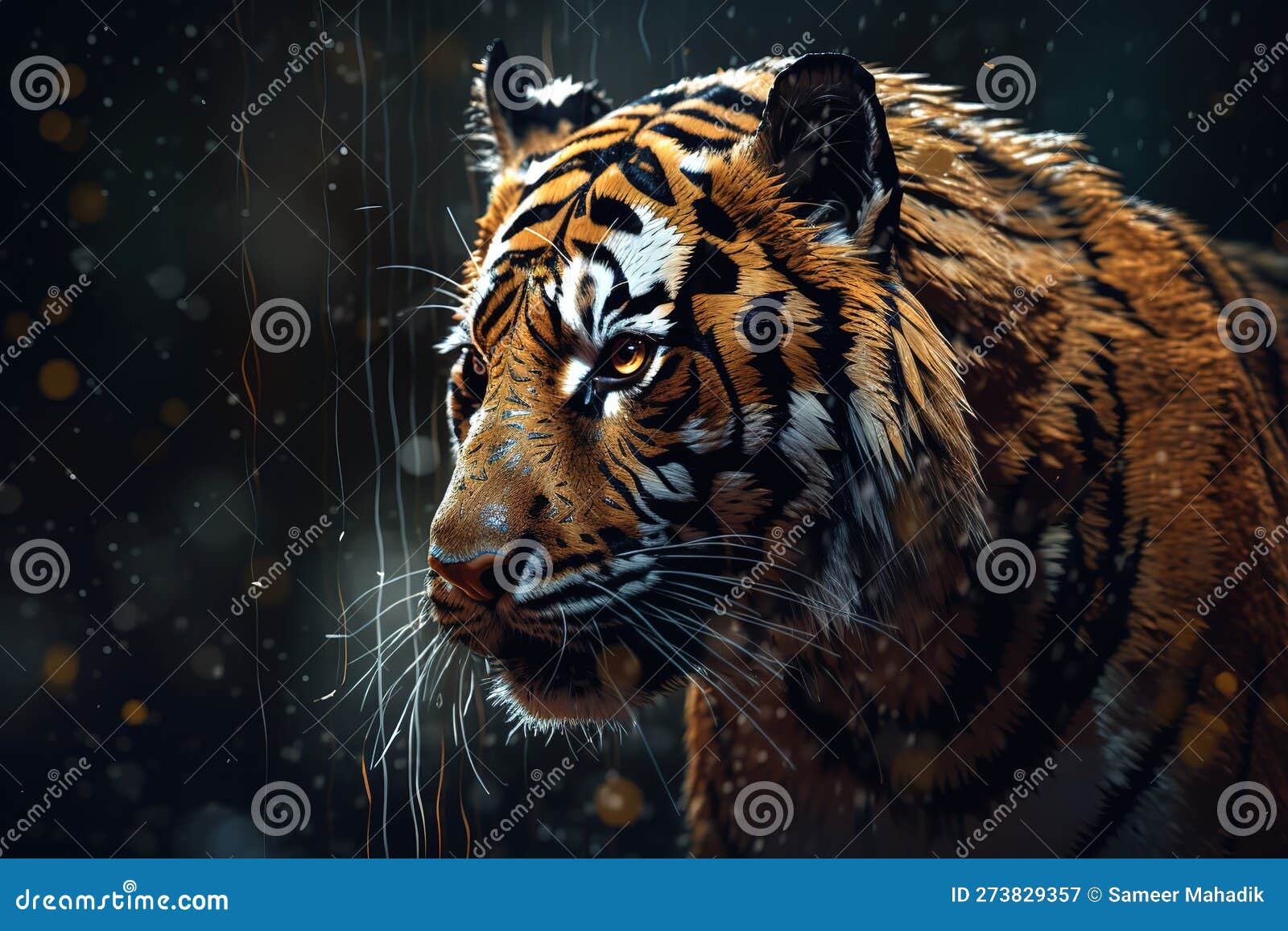 A Fierce Tiger Stalking Its Prey Generative AI Stock Illustration ...