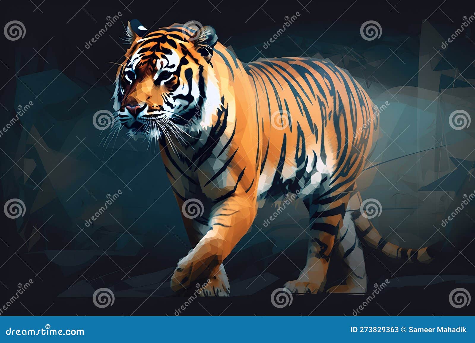 A Fierce Tiger Stalking Its Prey Generative AI Stock Illustration ...