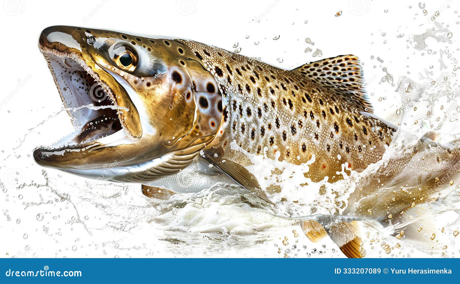 A Fierce Trout Breaks through the Water S Surface, Water Splashing ...