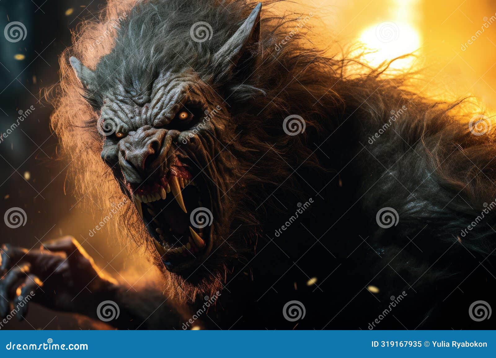 Fierce Werewolf in Dramatic Lighting Stock Image - Image of folklore ...