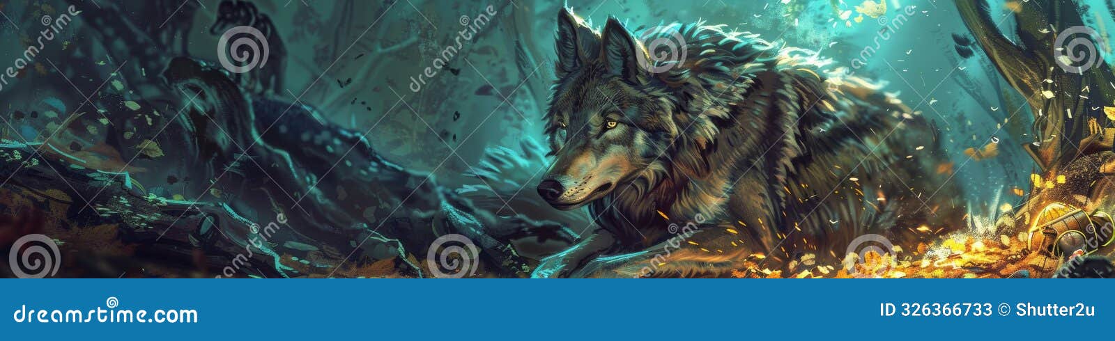 Fierce Wolf Guarding A Hidden Treasure Royalty-Free Stock Photo ...