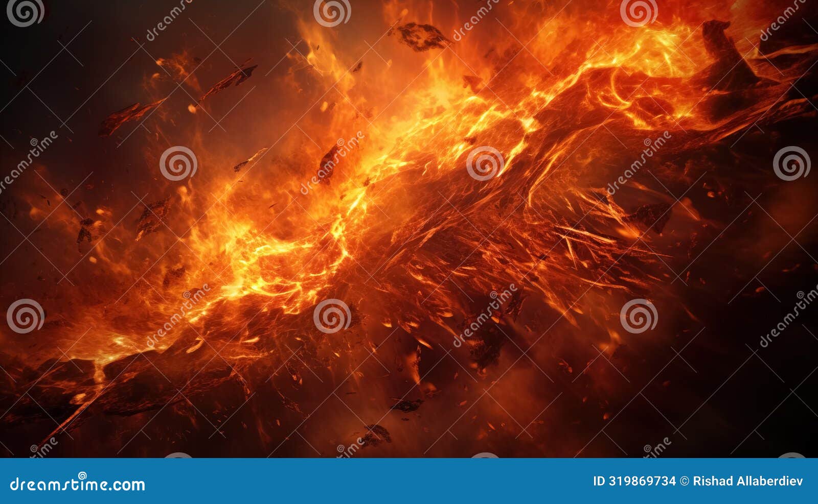 A Fiery Abstract Background with Intense Flames and Smoke Set in a Dark ...