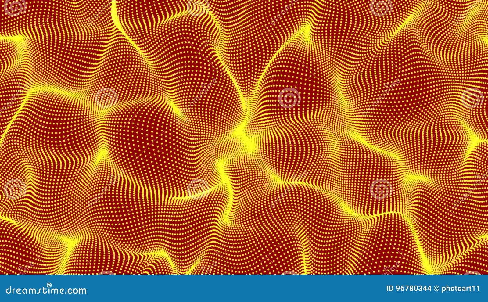 Fiery Abstract Waves Background - Shape Made of Dots Stock Illustration ...