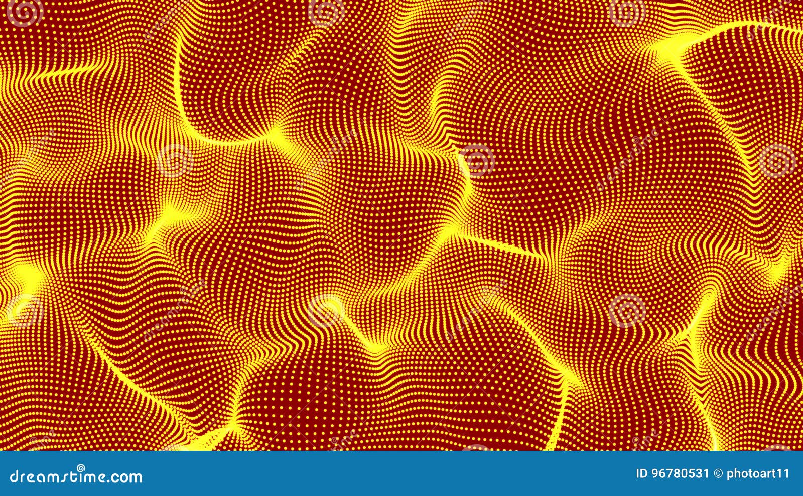 Fiery Abstract Waves Background - Shape Made of Dots Stock Illustration ...