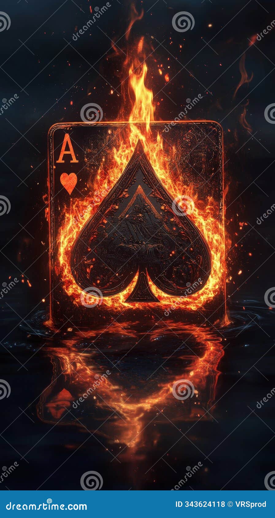 Fiery Ace of Spades Card Engulfed in Flames Stock Photo - Image of fire ...