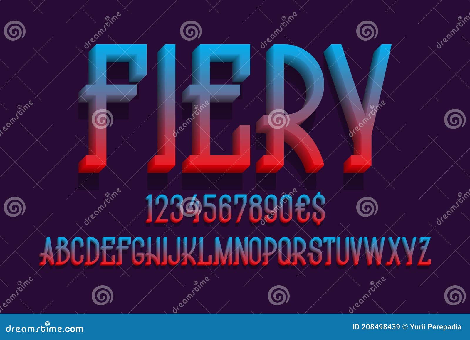 Fiery Alphabet with Numbers and Currency Signs. 3d Display Font Stock ...