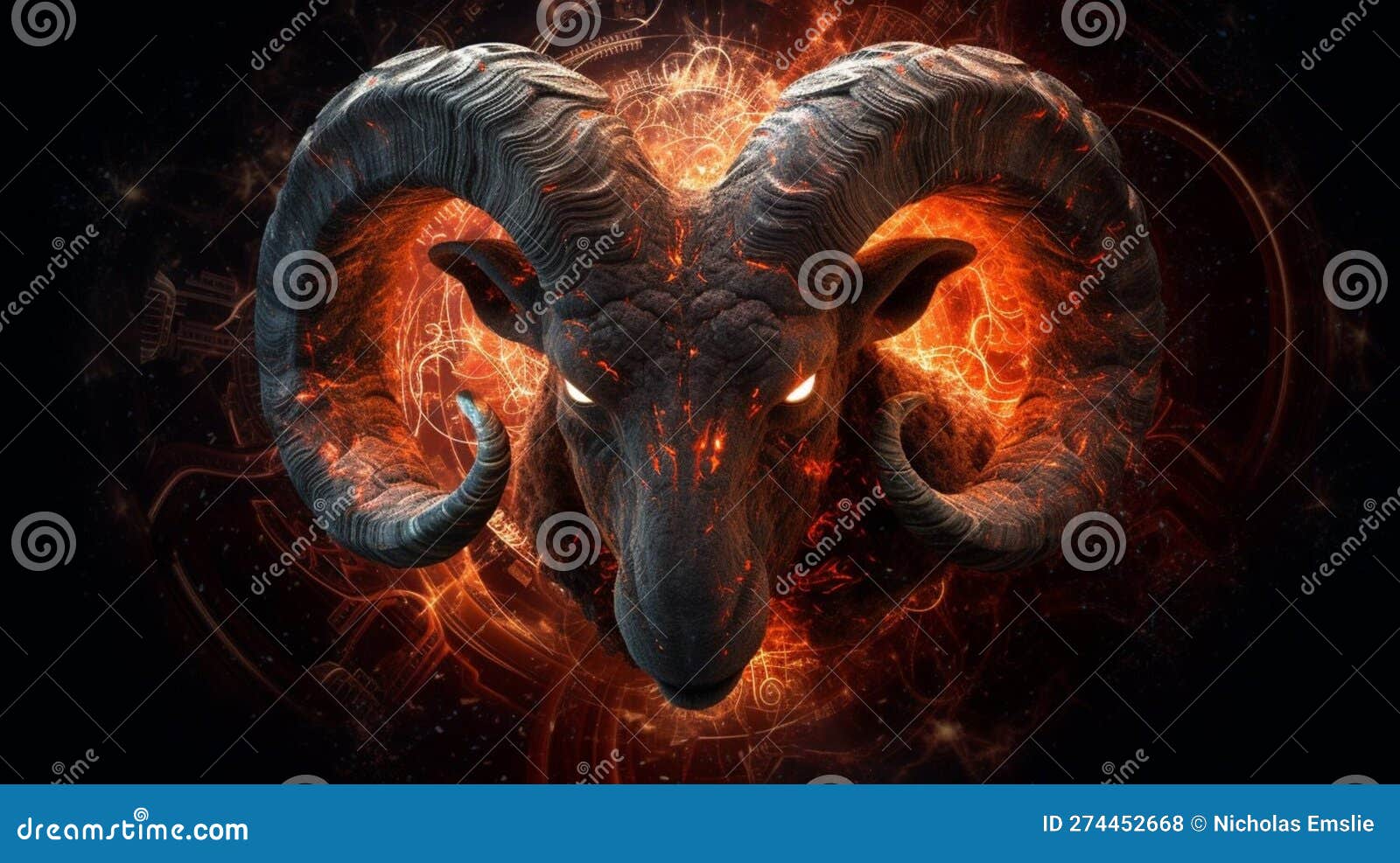 Fiery Aries Ram Símbolo Generado Ai Stock de ilustración - Ilustración ...